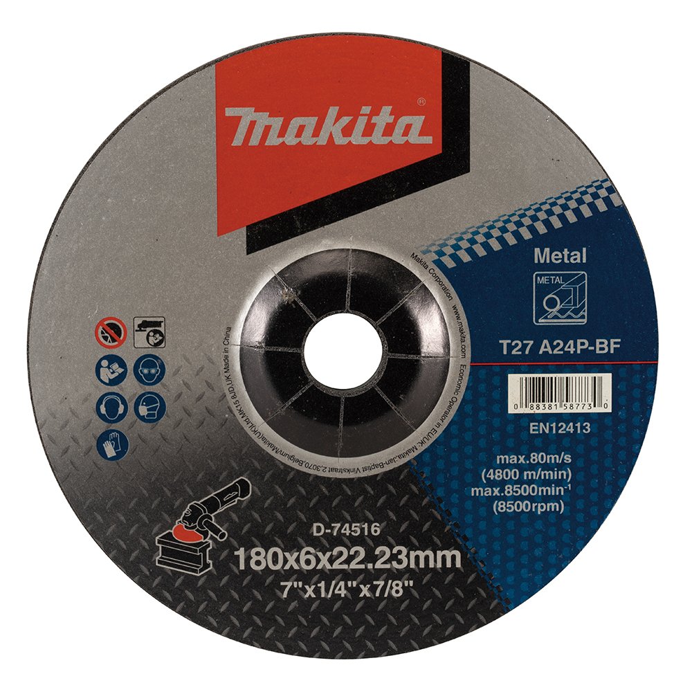 Disco de Desbaste 180X6.4X22mm Aço Makita D-74516 | COREBRAL
