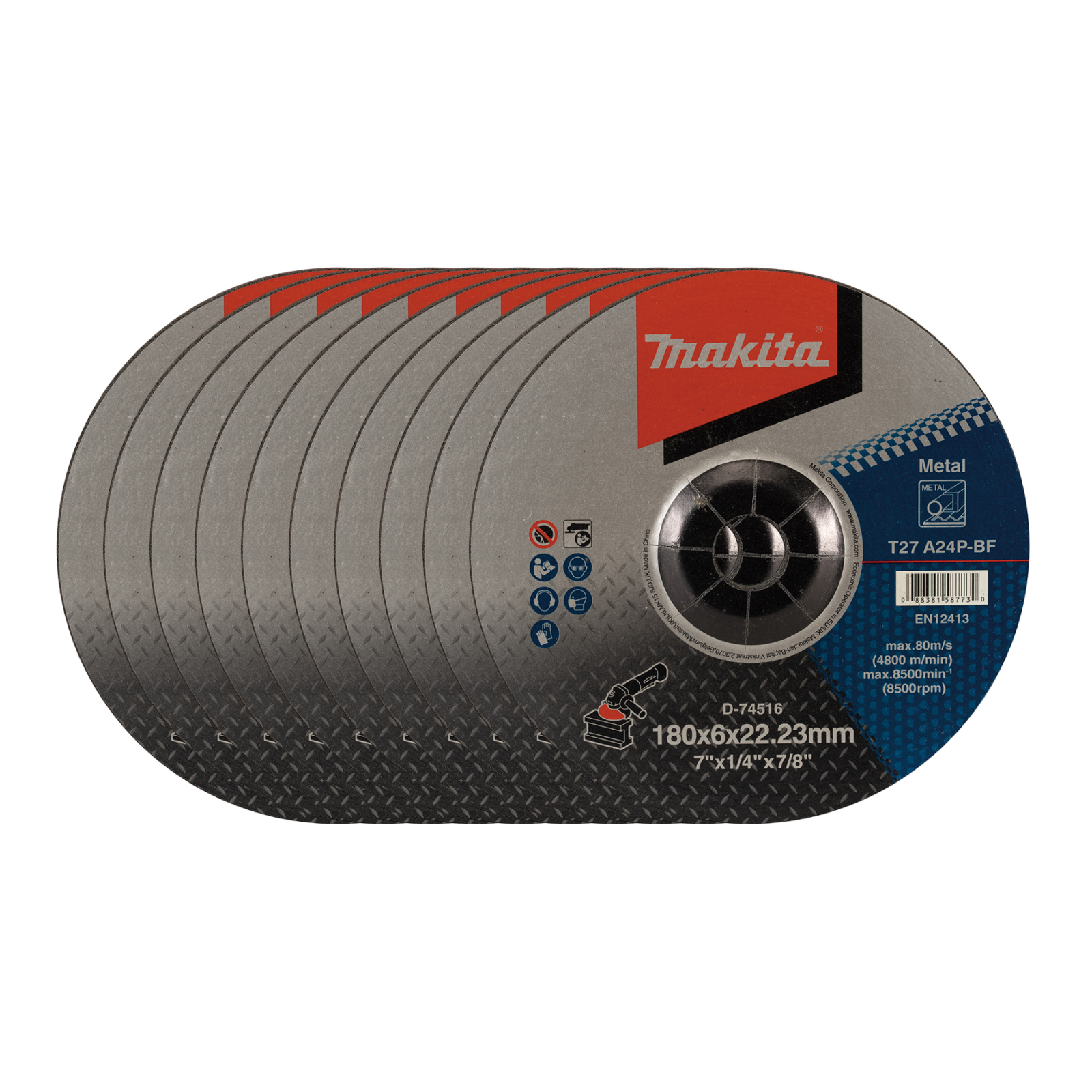 Disco de Desbaste 180X6.4X22mm Aço Makita D-74516 | COREBRAL